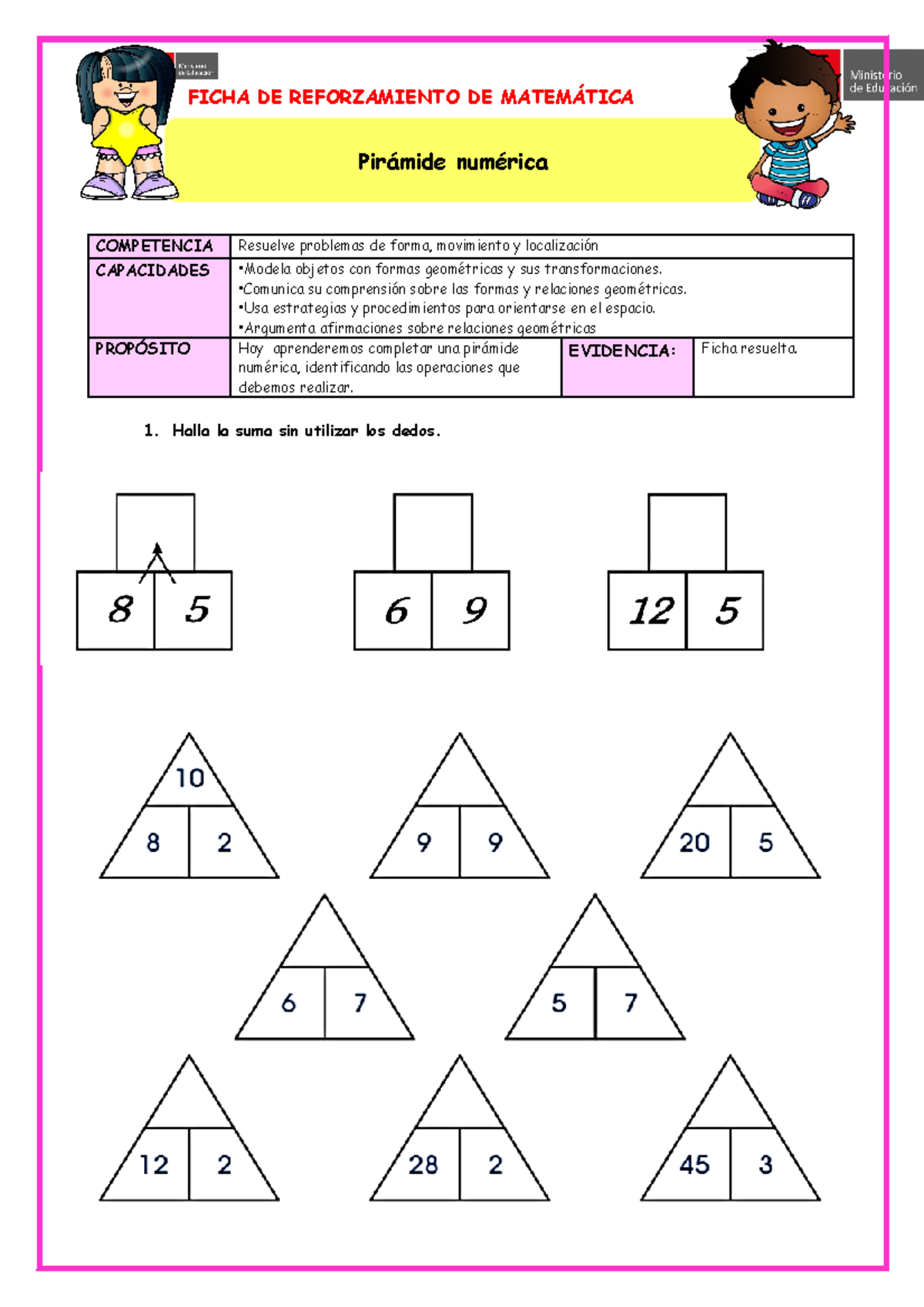REF MAT Piramide Numerica - FICHA DE REFORZAMIENTO DE MATEMÁTICA ...