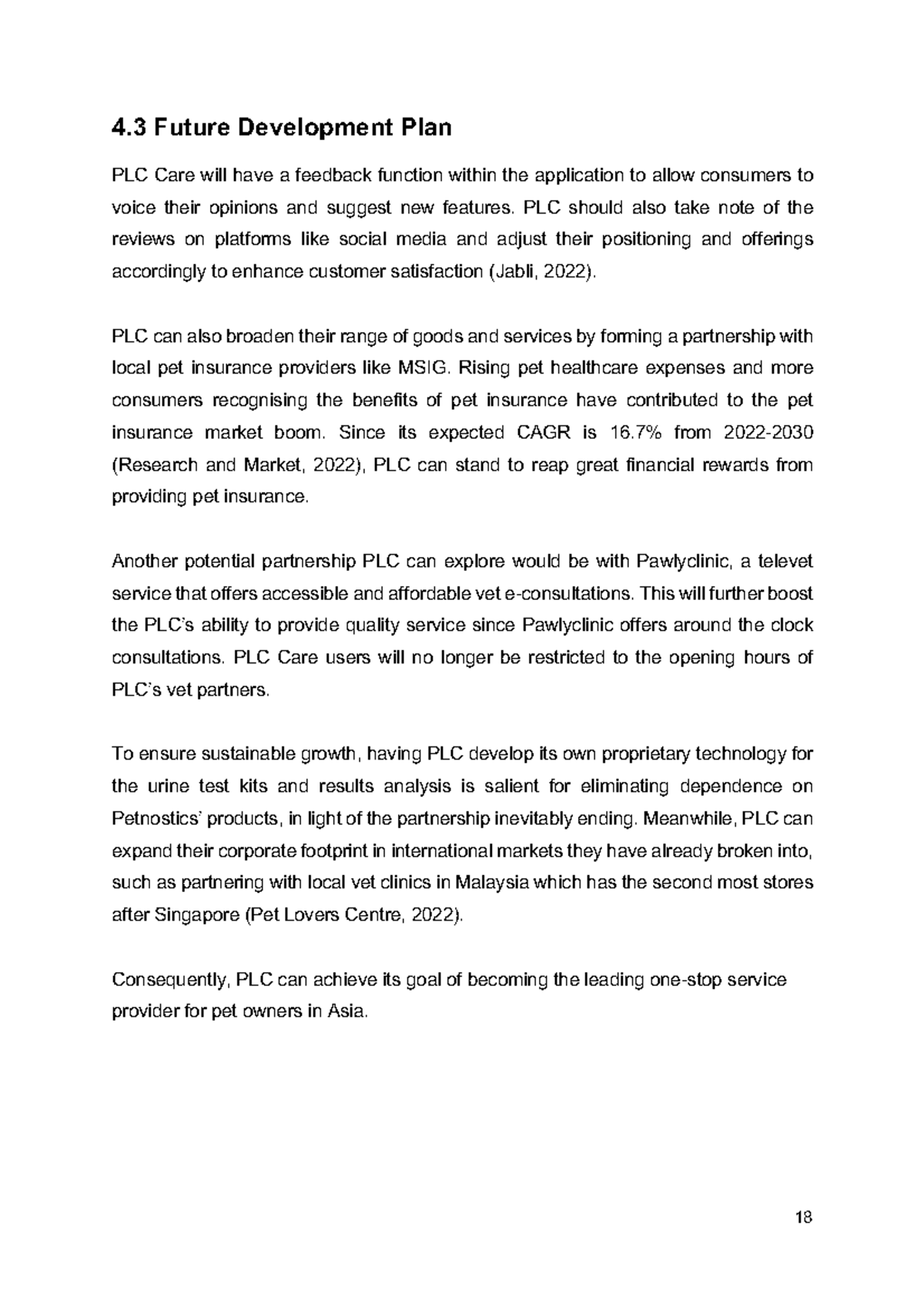 Development plan PLC - 18 4 Future Development Plan PLC Care will have ...