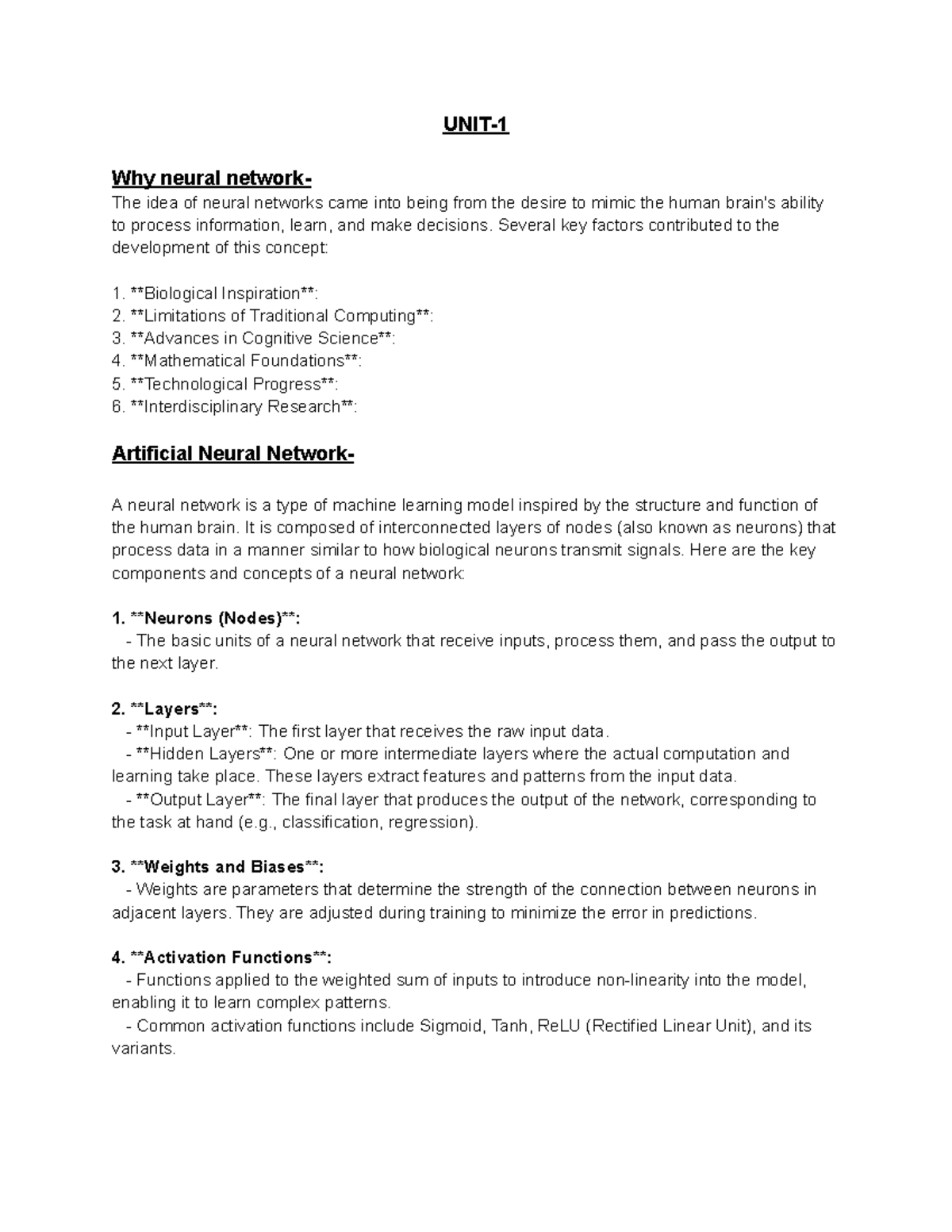 ANN-1 - UNIT- Why neural network- The idea of neural networks came into ...