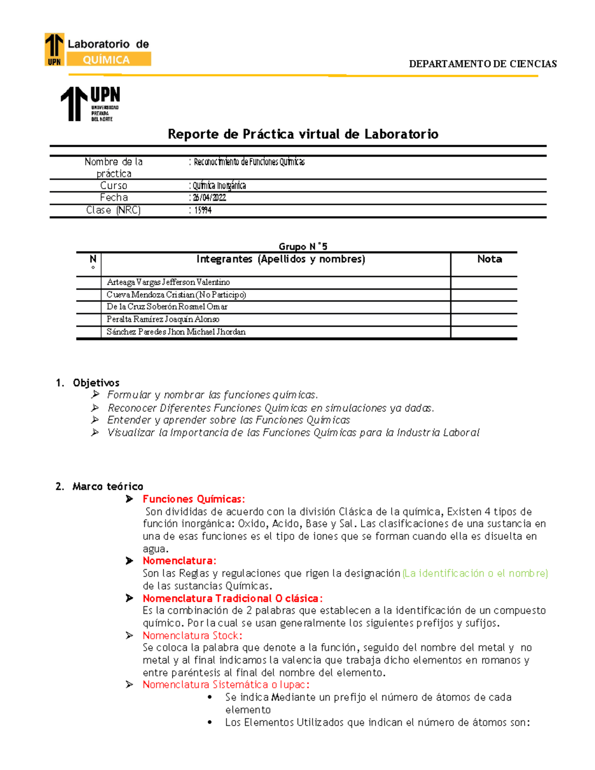 Formato - Reporte de resultados laboratorio - Reporte de Práctica virtual de Laboratorio Nombre ...