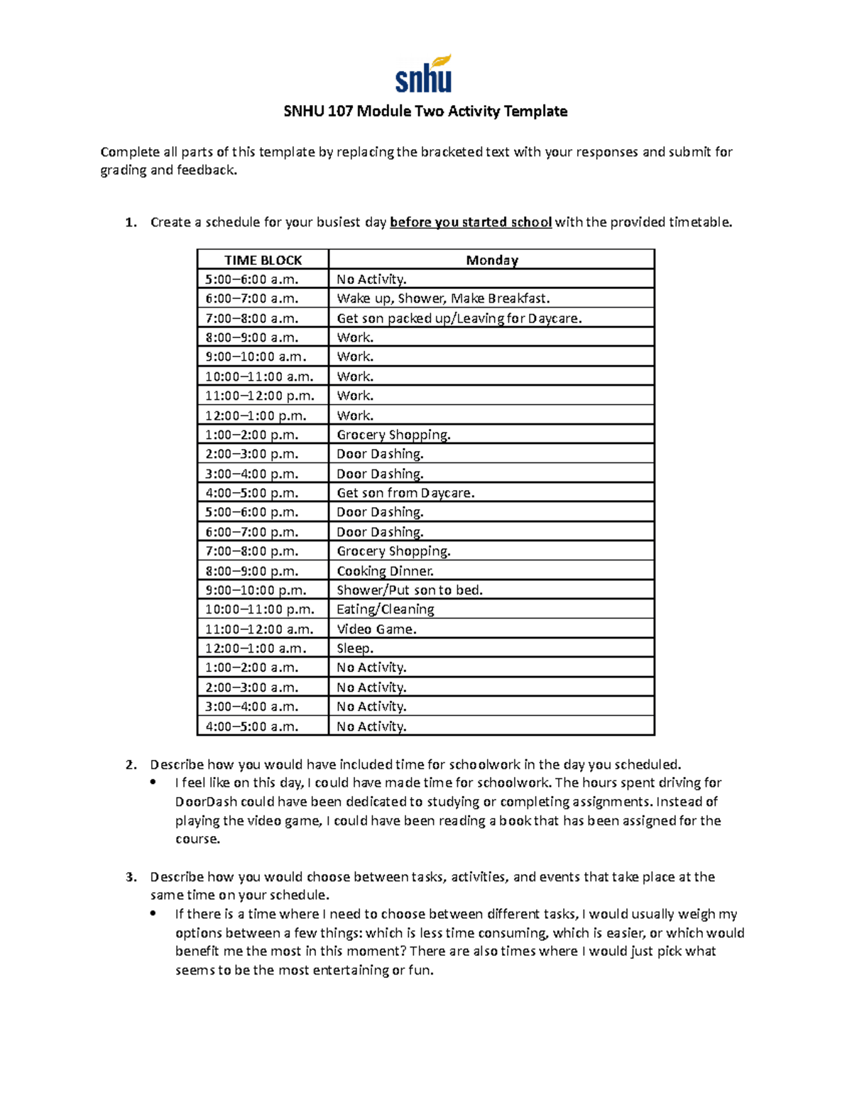 SNHU 107 Module Two Activity Template - SNHU 107 Module Two Activity ...