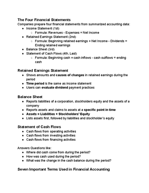 acct notes for class - ACCOUNTING 200 FINAL EXAM: Review Notes- Spring ...