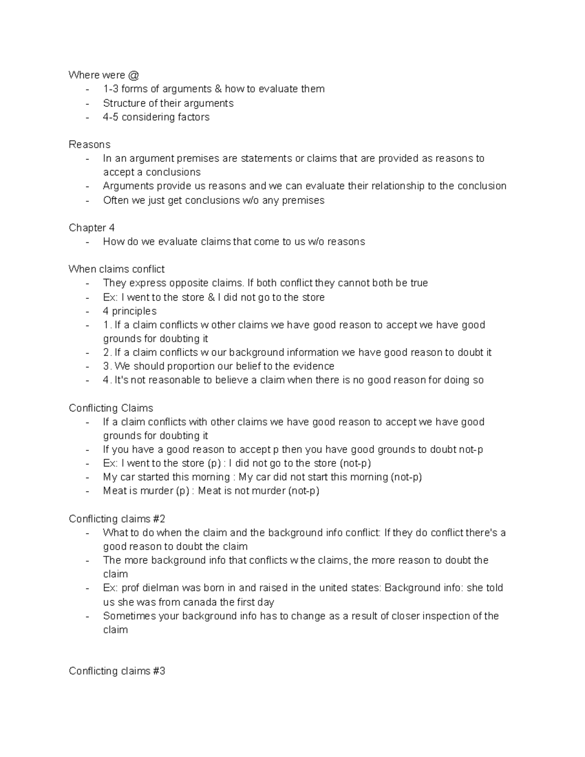 Reasons for belief & doubt - Where were @ - 1-3 forms of arguments ...
