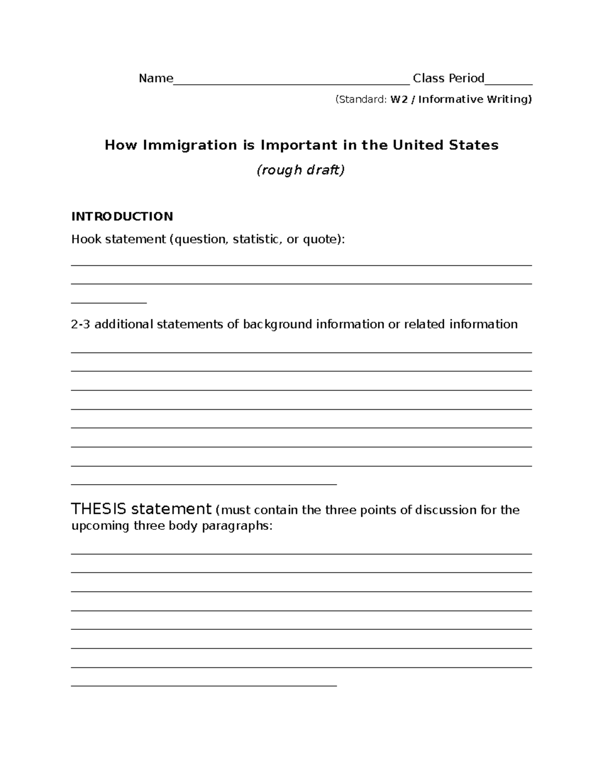 Writing Prompt How is Immigration Important to the U.S - - Studocu