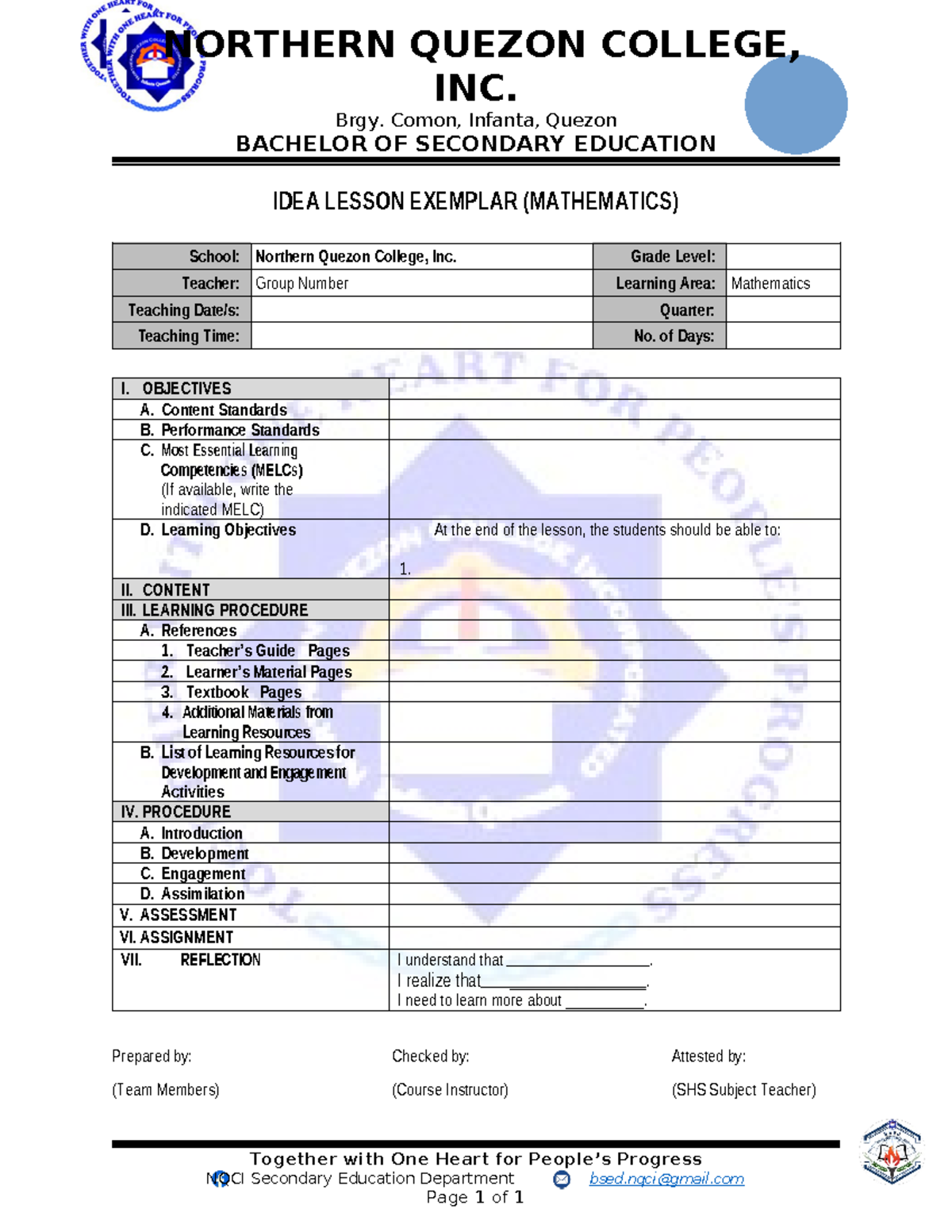 MJM 203 IDEA Lesson Exemplar Template - NORTHERN QUEZON COLLEGE, INC ...