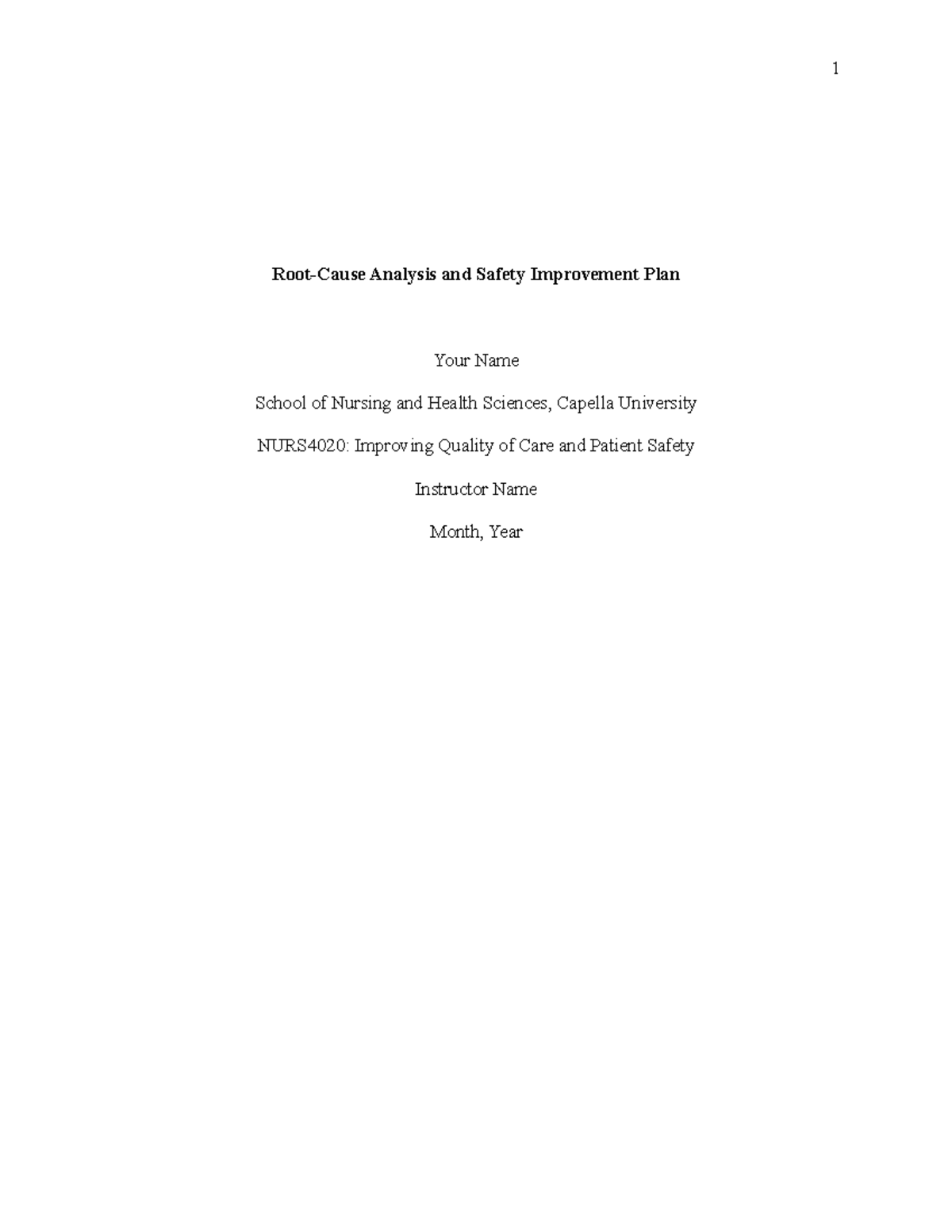 Cf rca sip - Example - Root-Cause Analysis and Safety Improvement Plan ...