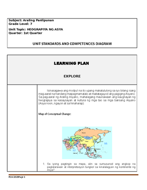 Learning Plan-AP 7 3rd Quarter - Subject: Araling Panlipunan Grade ...