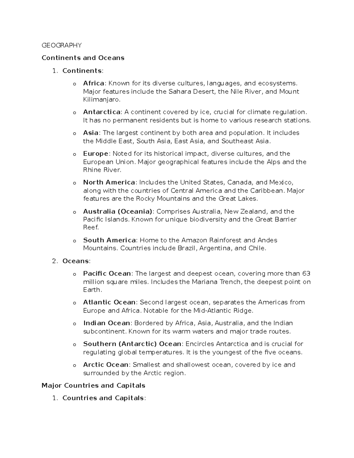 General- Knowledge - For gen know guys - GEOGRAPHY Continents and ...