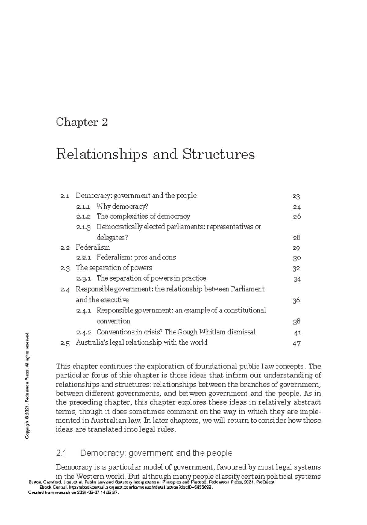 Public Law and Statutory Interpretation Principles - Chapter 2 Relationships and Structures 2 ...