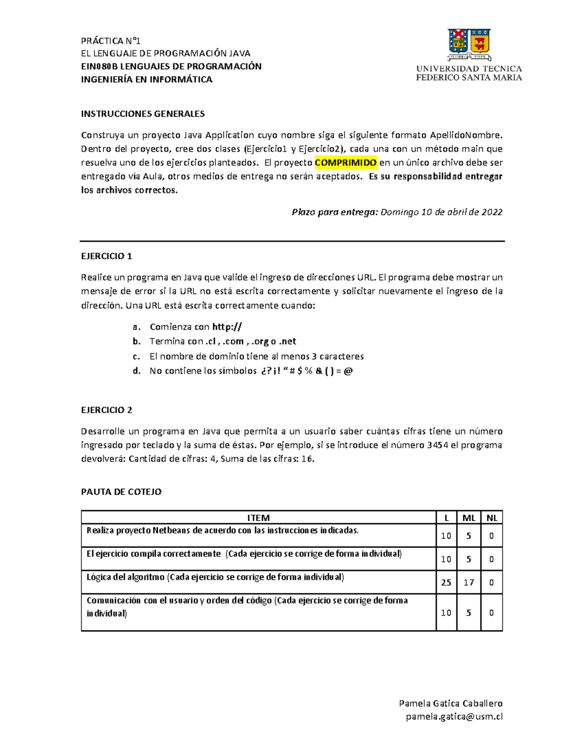 PRA1 - El lenguaje de programación Java - PRÁCTICA N° EL LENGUAJE DE ...