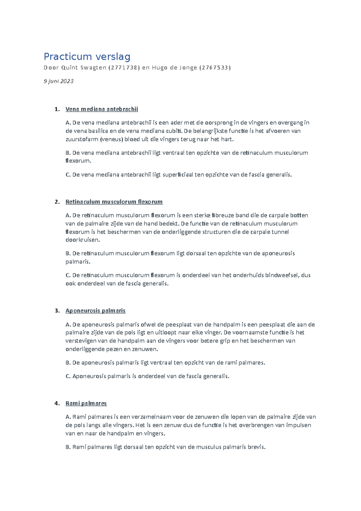 20230609 - DP1 - Verslag disssectiepracticum I - Practicum verslag Door ...