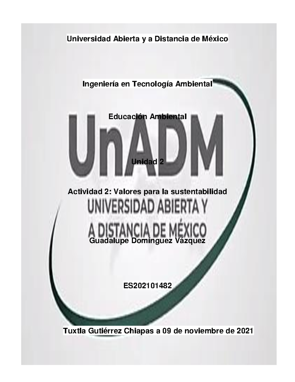 TEAB U2 A2 GUDV Actividad 2 Valores para la sustentabilidad - Educación ...