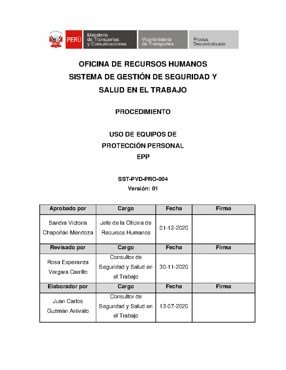 04 Procedimiento-entrega-de-EPP 2023 - OFICINA DE RECURSOS HUMANOS SISTEMA DE GESTIÓN DE ...