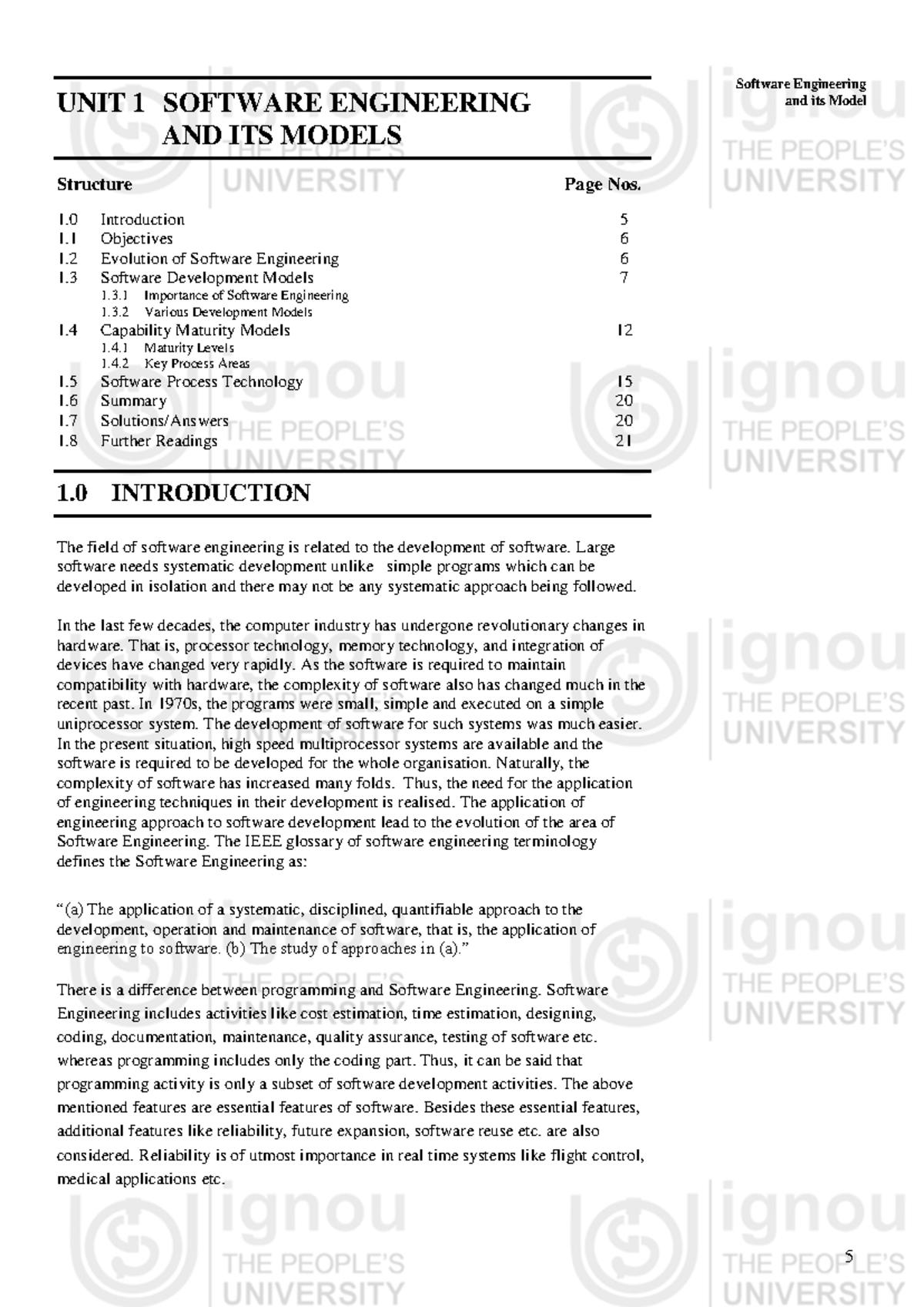 Unit-1 - Software Engineering UNIT 1 SOFTWARE ENGINEERING and its Model AND ITS MODELS Structure ...