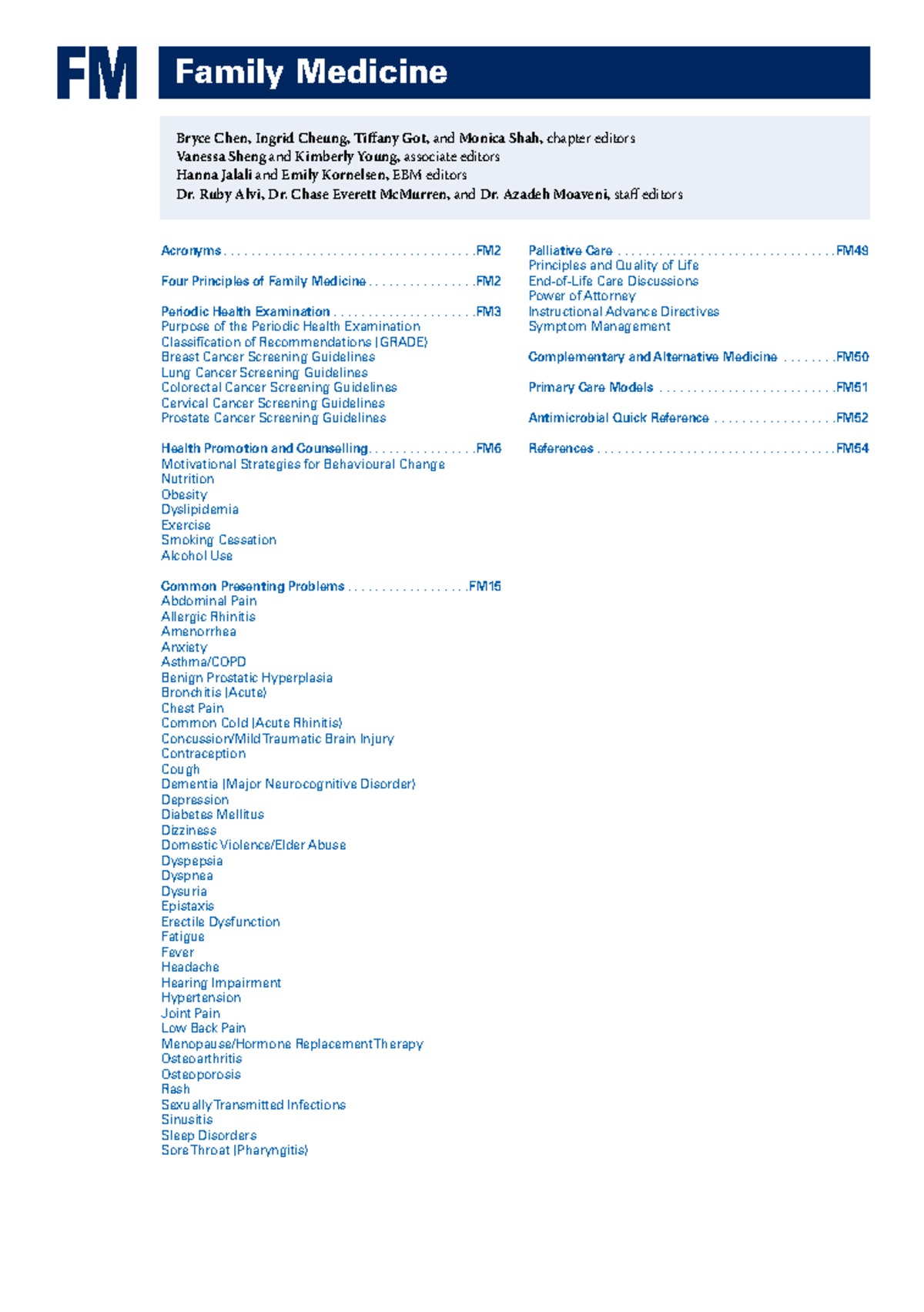 Toronto Notes Family Medicine - Family Medicine Bryce Chen, Ingrid ...