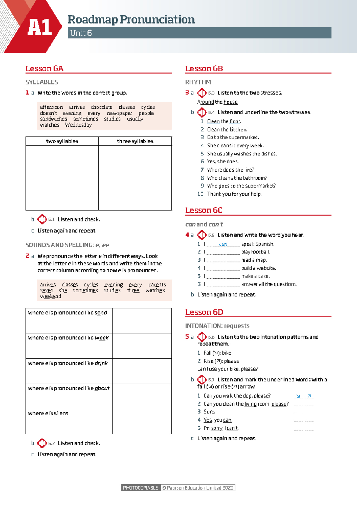 Roadmap A1 Pron Worksheet Unit - Roadmap Video Unit 1: The Personal Trainer 1C A new lifestyle ...