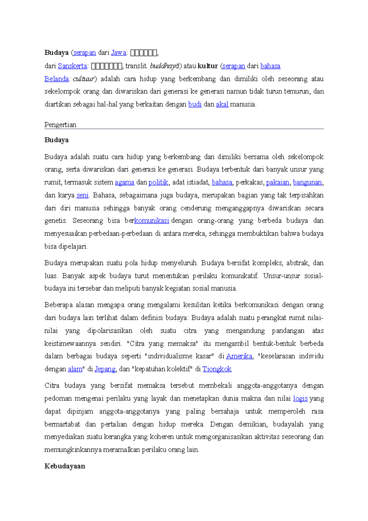 Definisi budaya - Budaya (serapan dari Jawa: ꦧꦧꦧꦧꦧꦧ, dari Sanskerta ...