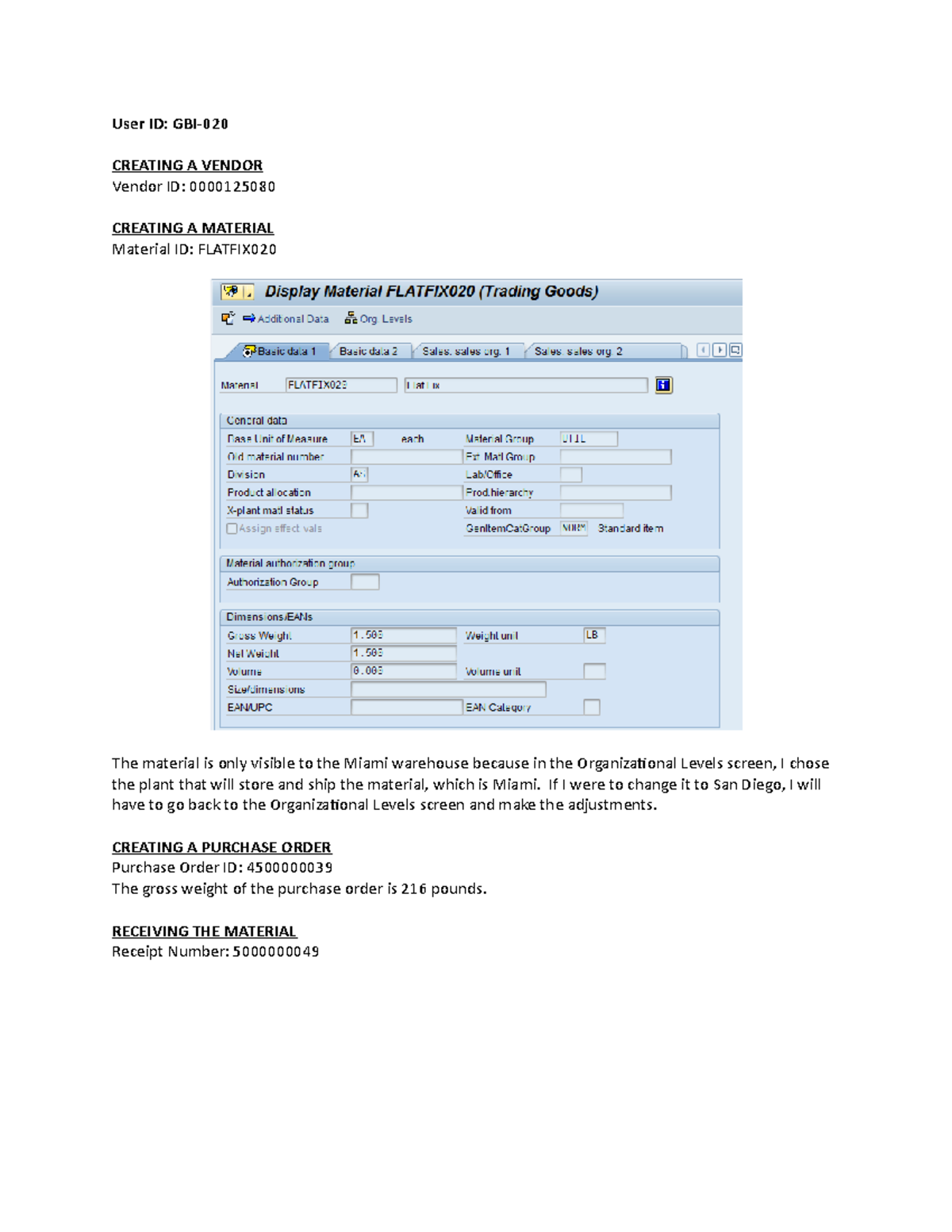 Assignment 4 - User ID: CREATING A VENDOR Vendor ID: CREATING A ...