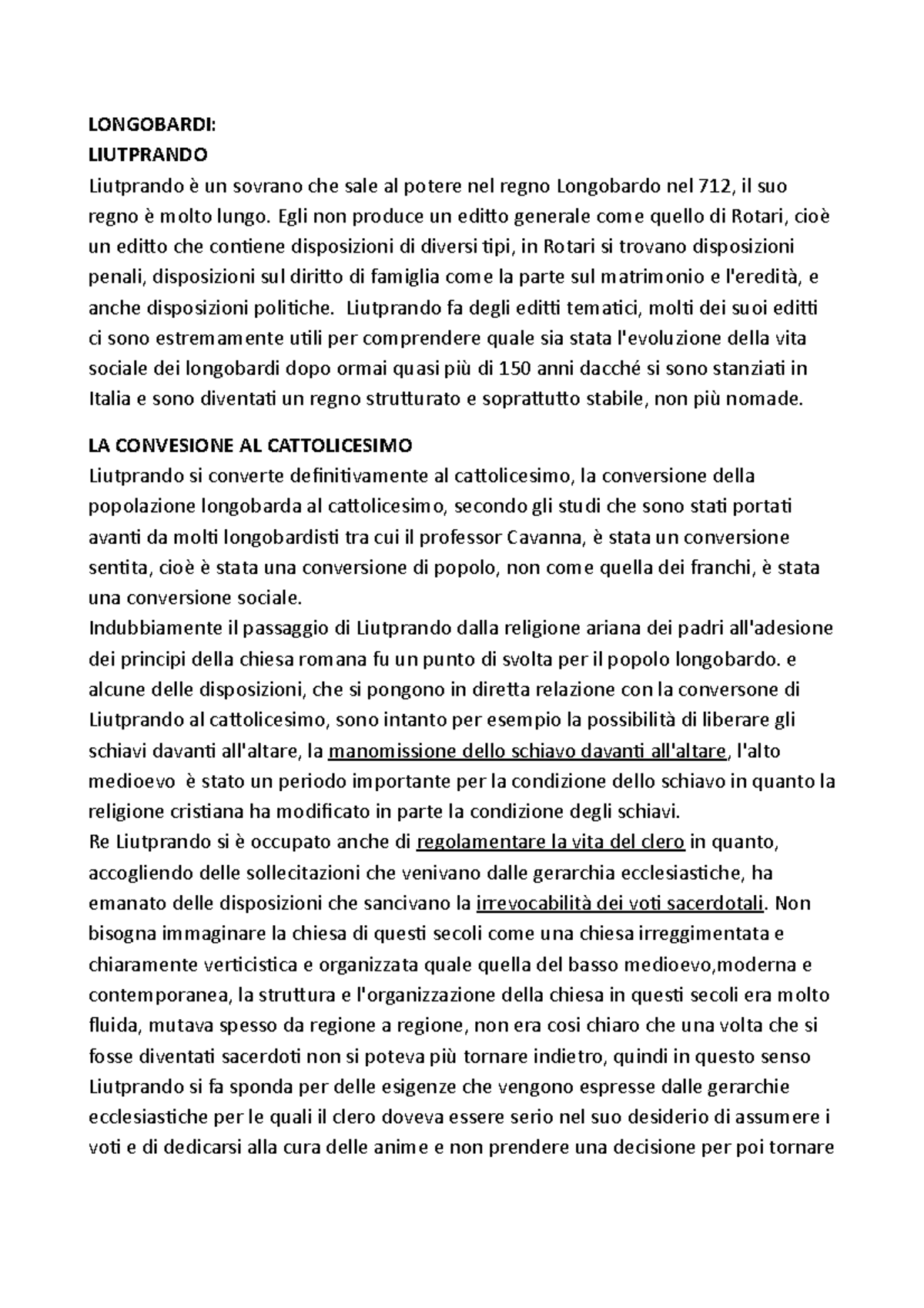 Appunti storia del diritto - LONGOBARDI: LIUTPRANDO Liutprando è un ...