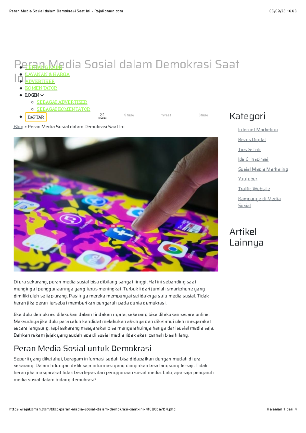 Peran Media Sosial dalam Demokrasi Saat Ini - Raja Komen - Peran Media Sosial dalam Demokrasi ...