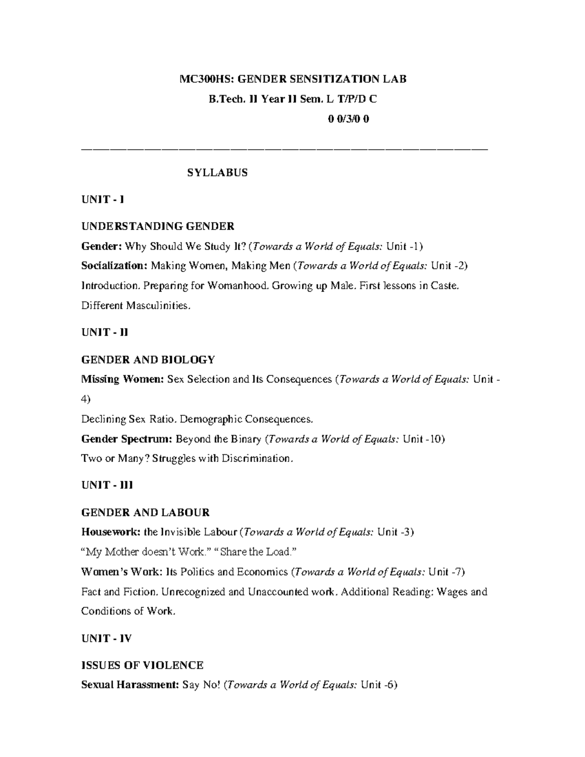 GS - HAND BOOK - gs notes - MC300HS: GENDER SENSITIZATION LAB B. II ...