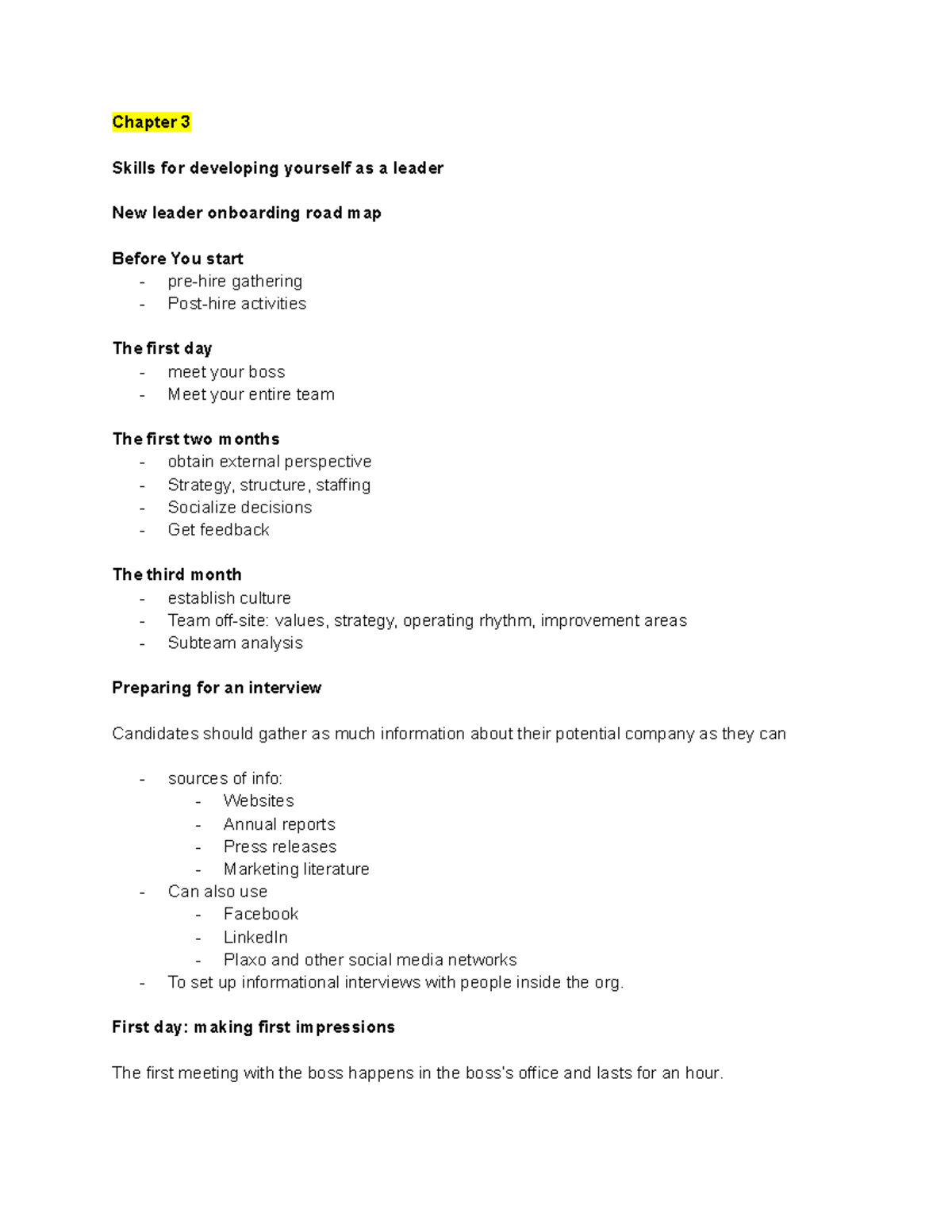 Leadership Notes in FEU - Chapter 3 Skills for developing yourself as a ...