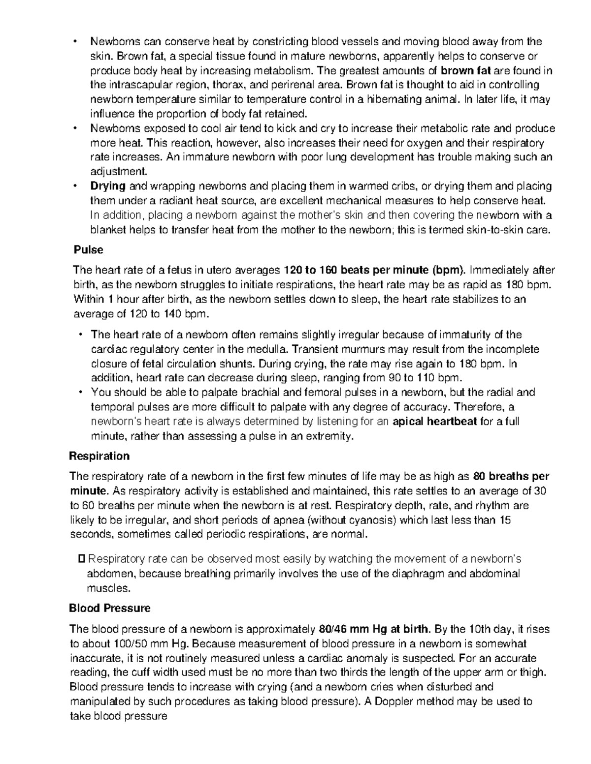 Pulse - Newborns can conserve heat by constricting blood vessels and ...