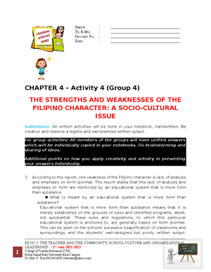 2022 EDUC 5 2nd Activity - 1 CHAPTER 2 – Activity 2 (Group 4 ...
