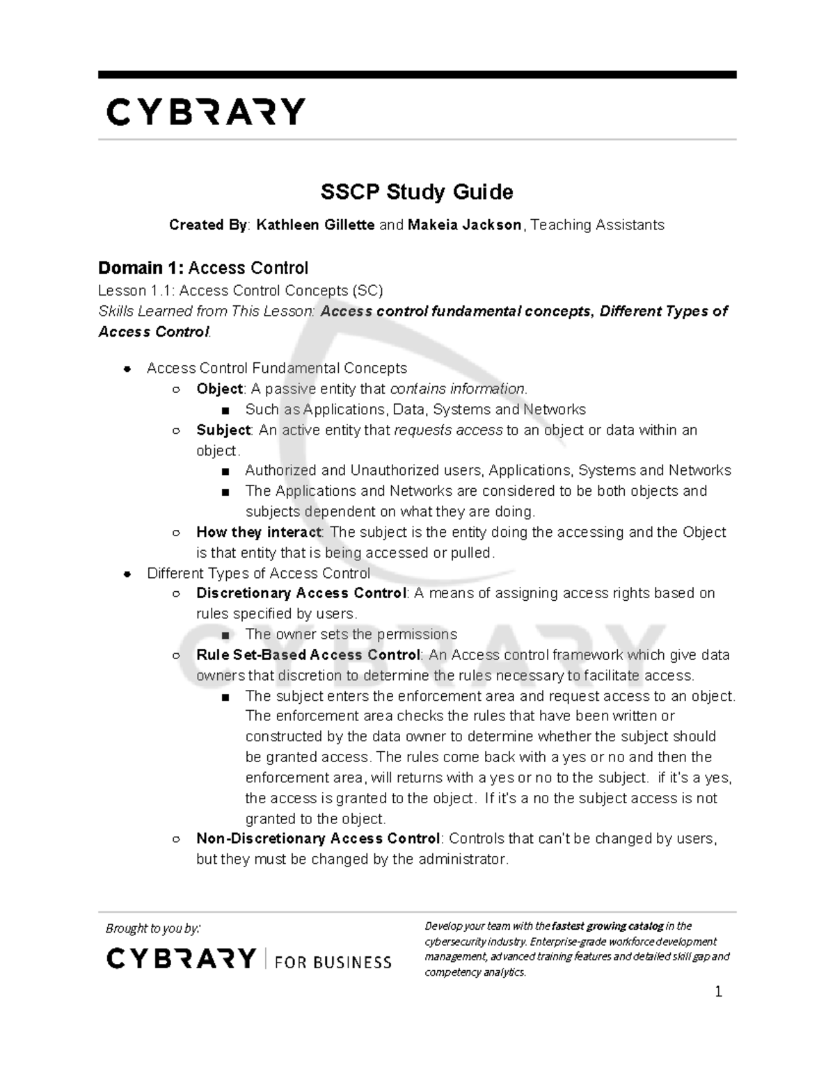 SSCP Study Guide 1 1 - SSCP - SSCP Study Guide Created By: Kathleen ...