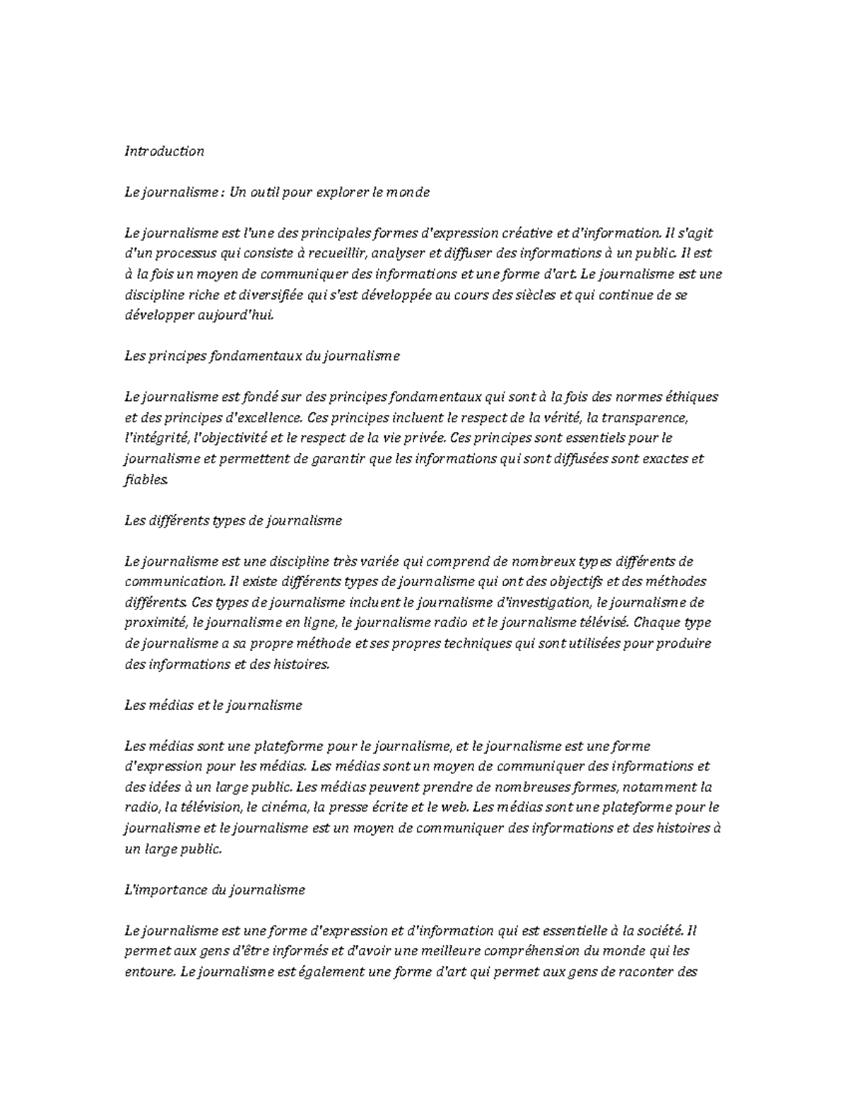 Journalism Notes de cours - Introduction Le journalisme : Un outil pour ...