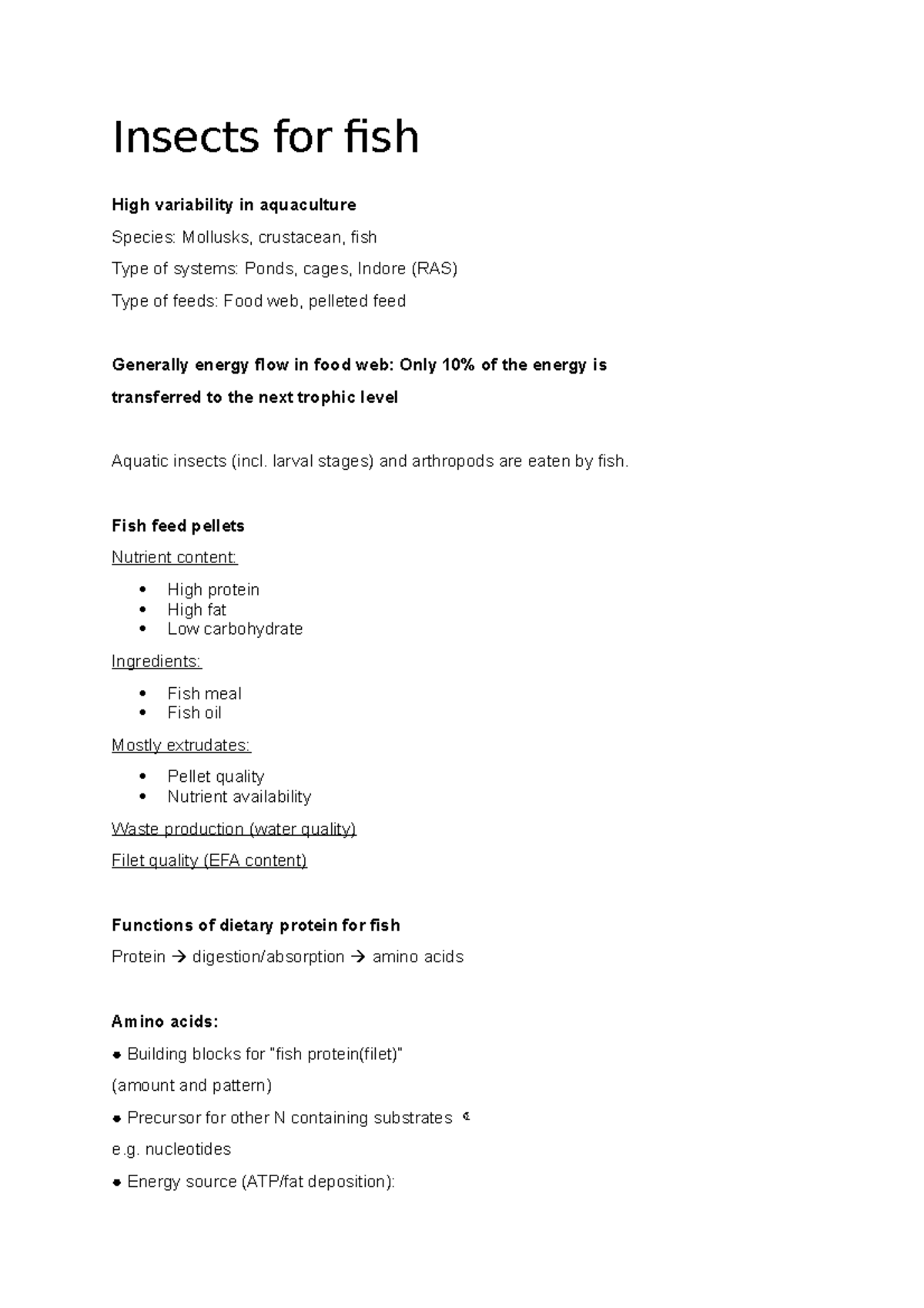 Insects for fish feed - Insects for fish High variability in ...