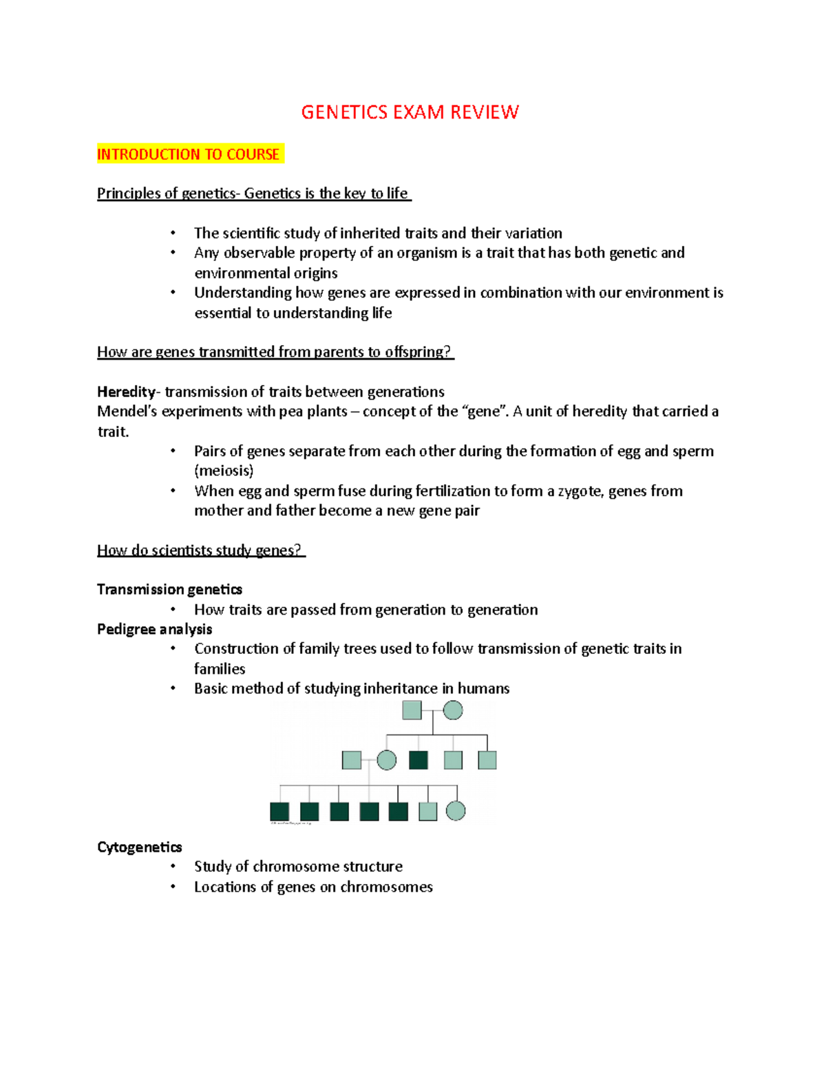 Genetics in Society - lecture notes EXAM Review - GENETICS EXAM REVIEW ...