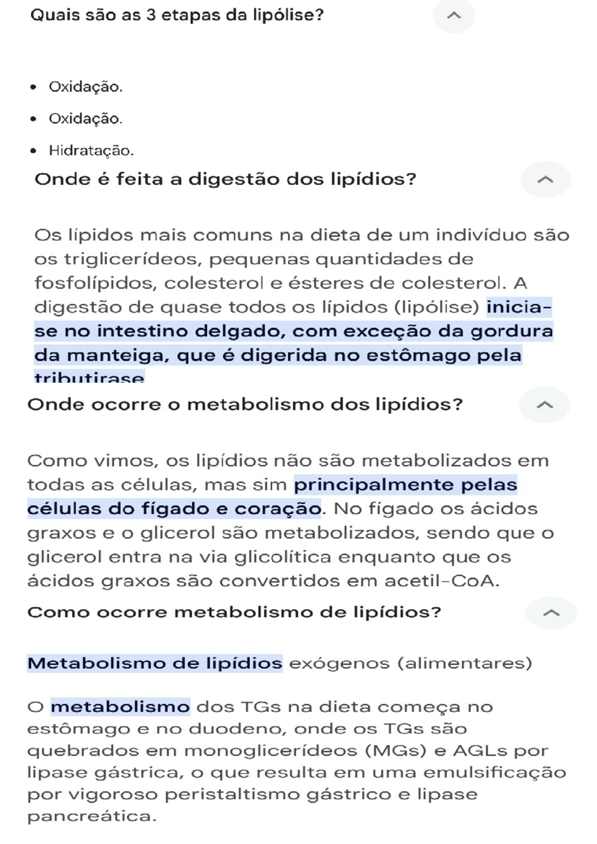 Lipídeos-bioquimica - Quais são as 3 etapas da lipólise? Oxidação ...