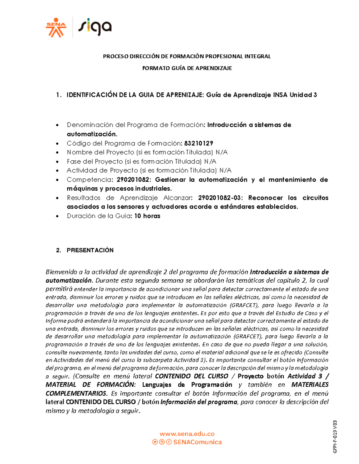 Guía de Aprendizaje 3 INSA 2022 - PROCESO DIRECCI”N DE FORMACI”N PROFESIONAL INTEGRAL FORMATO ...