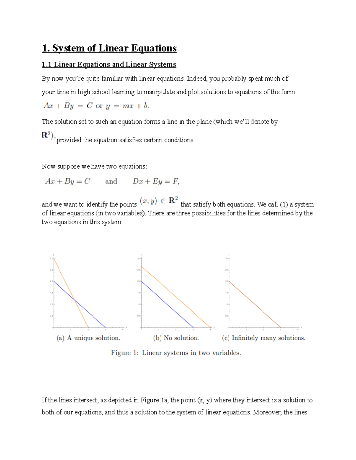 Linear Equations and Linear Systems - 1. System of Linear Equations 1 ...