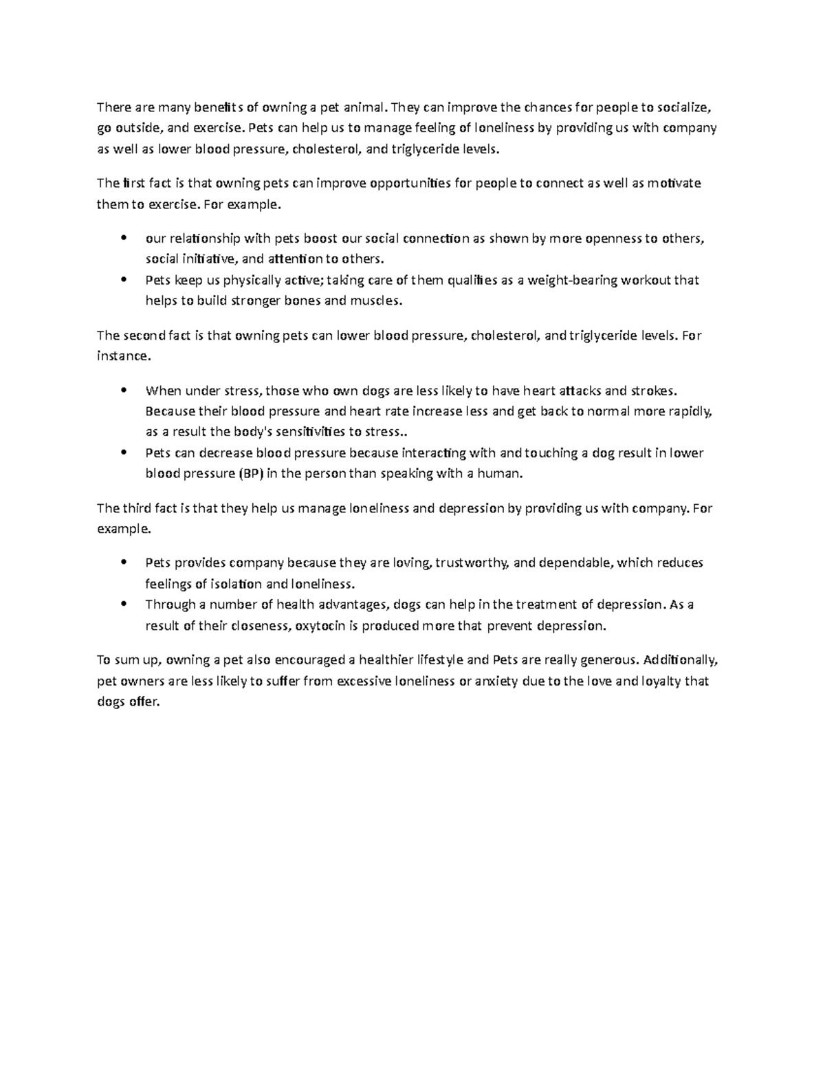 Part 7 what are the benefits of owning the pet animal - There are many ...