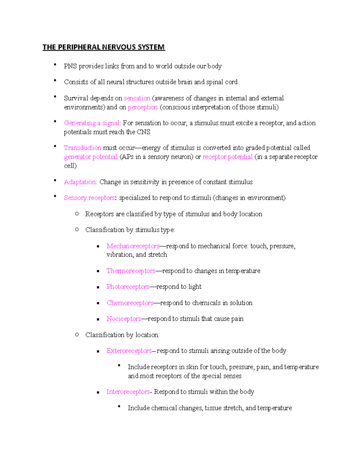 Peripheral nervous system intro - THE PERIPHERAL NERVOUS SYSTEM PNS ...