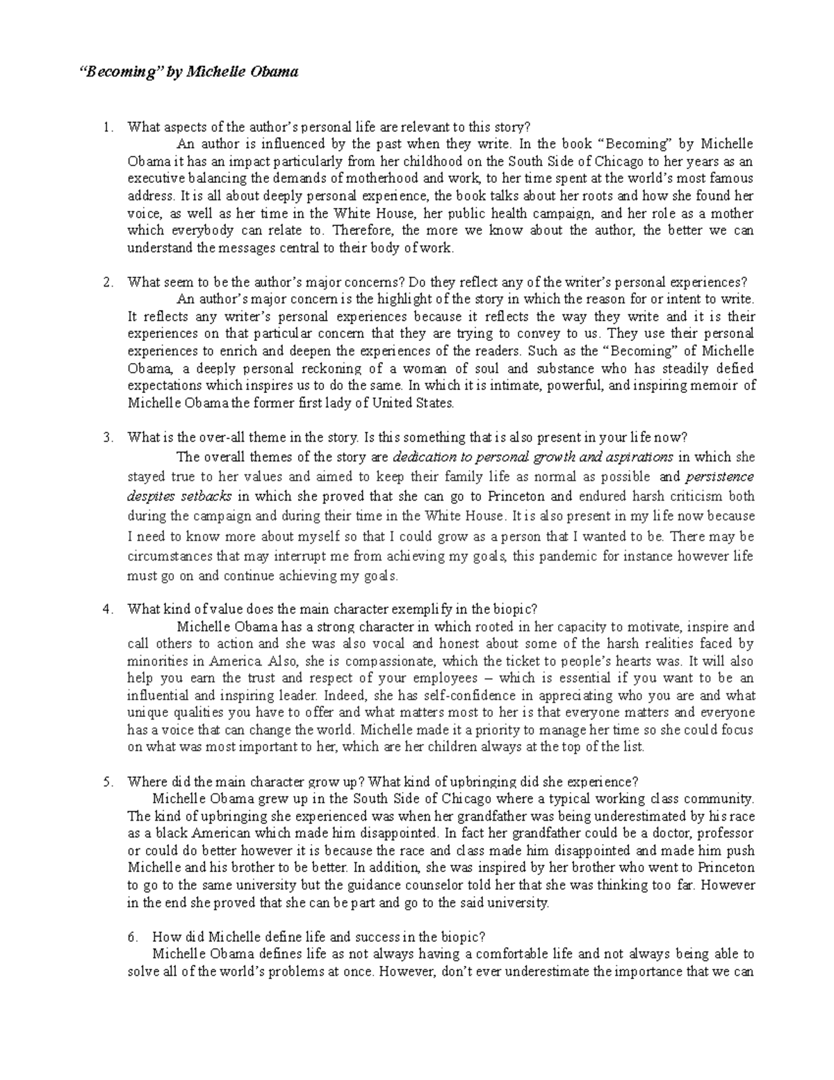 Documentary Memoir Becoming BY Michelle Obama - “Becoming” by Michelle ...