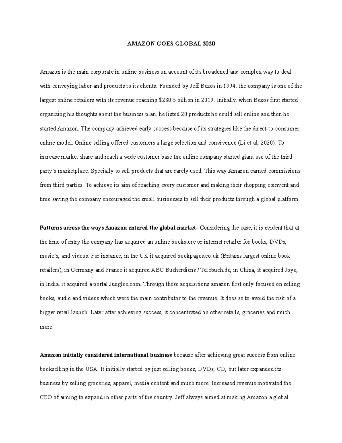 Amazon's Global Expansion Strategy - Studocu