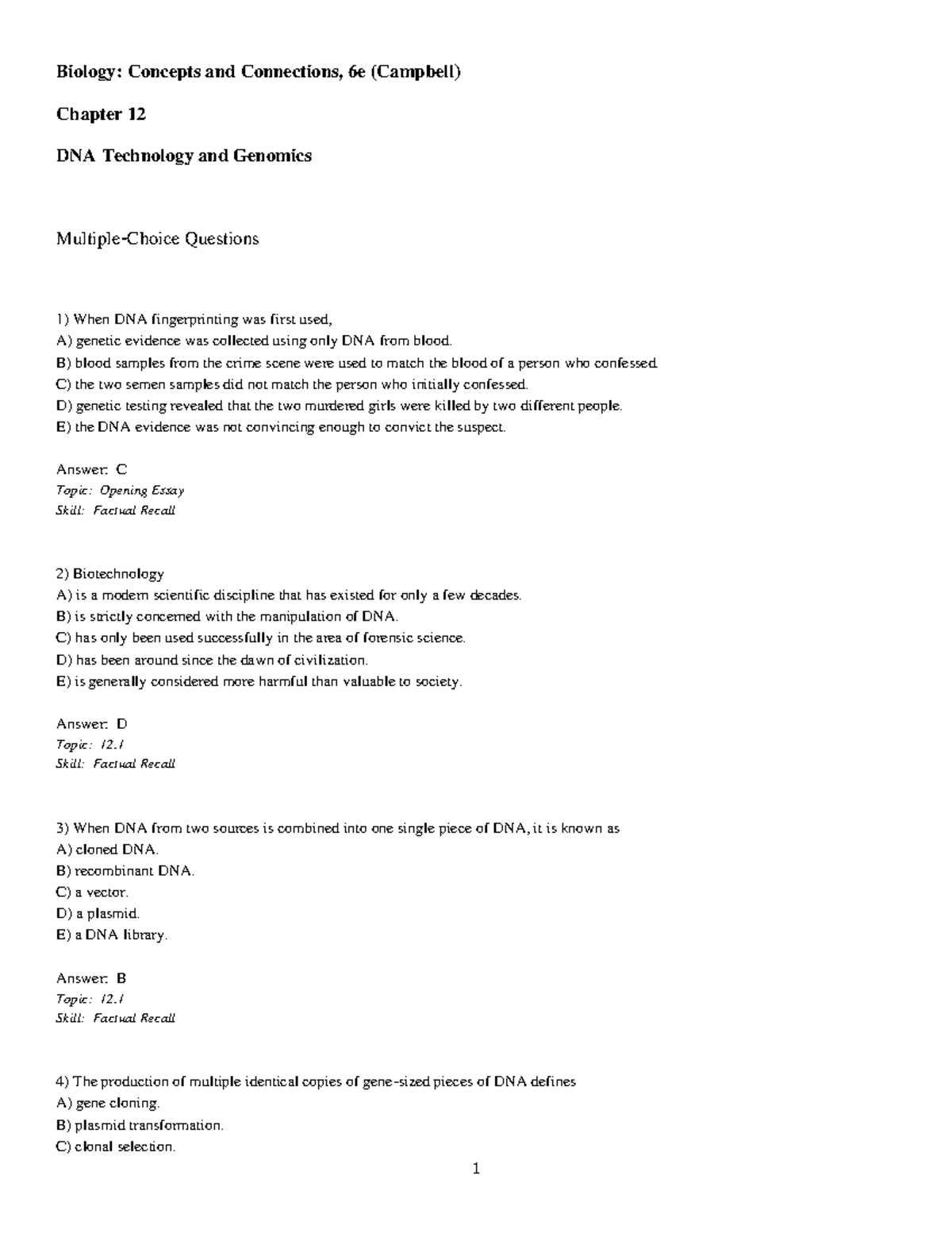FILE 8933 - Biology: Concepts and Connections, 6e (Campbell) Chapter 12 ...