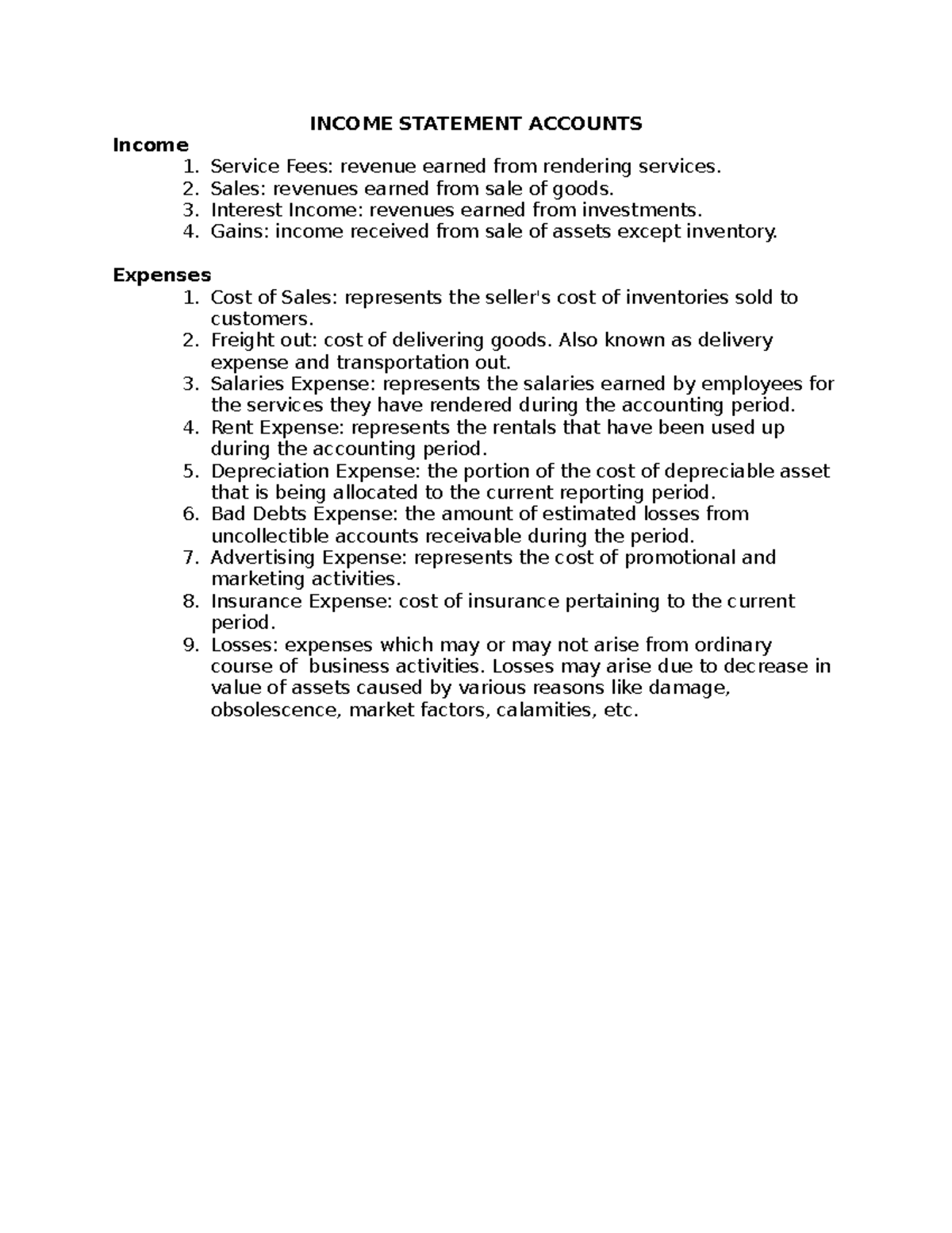 Income Statement Accounts - Accountancy - Studocu