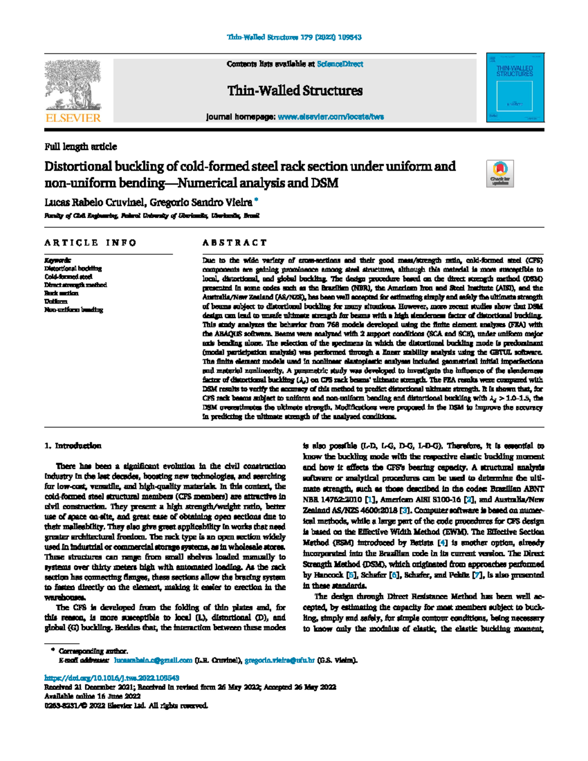 Distortional buckling under uniform and non uniform bending - Mechanics ...
