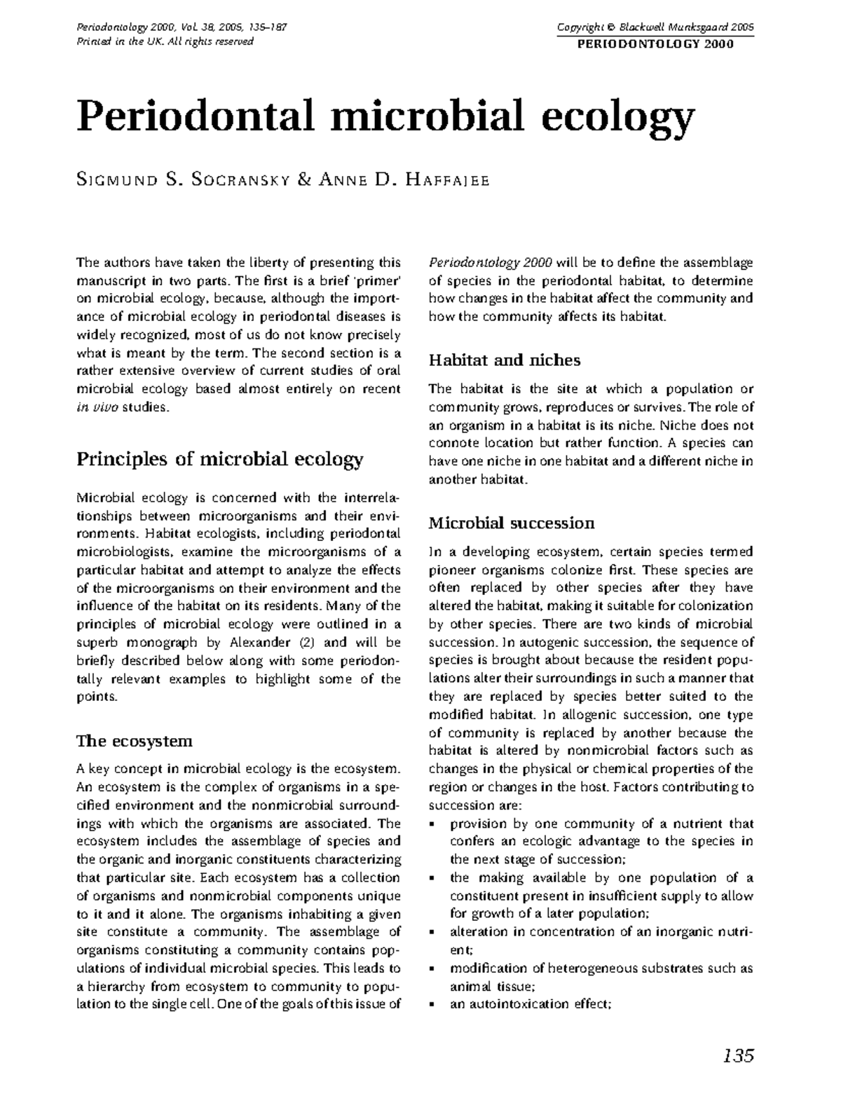 Socransky 2005 - articulo cientifico micribiologia - Periodontal ...