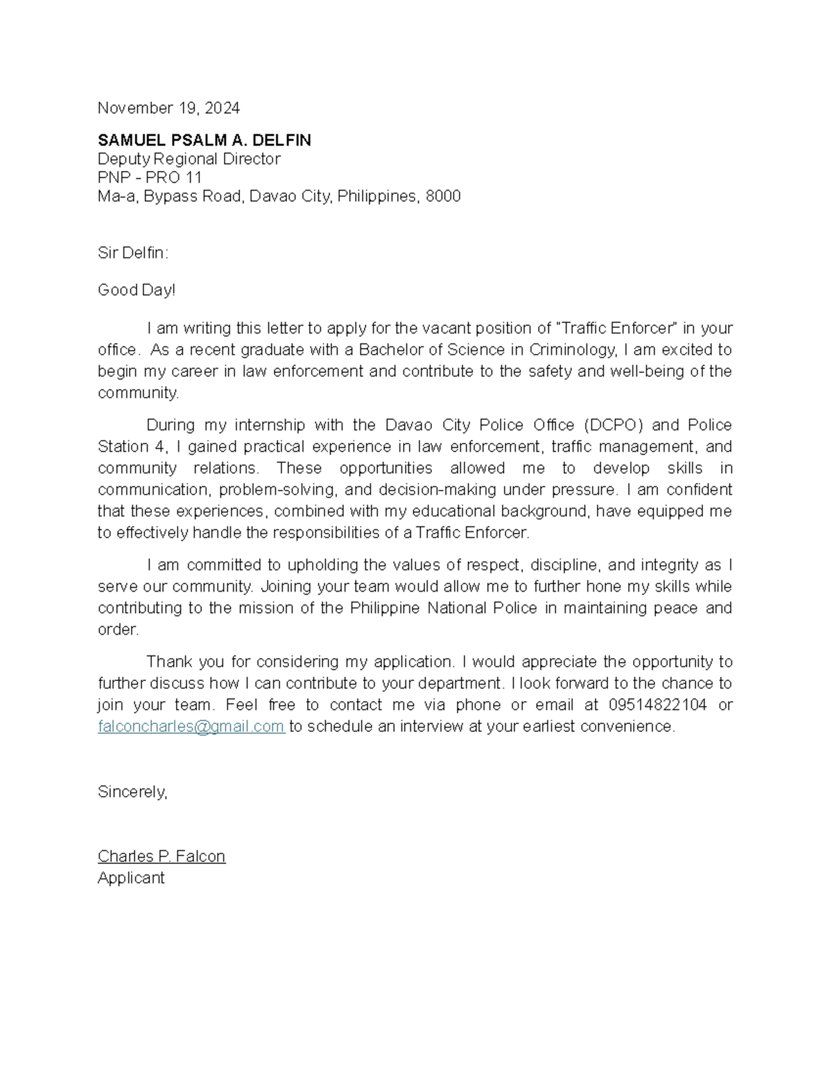 Falcon - this help for application - November 19, 2024 SAMUEL PSALM A ...