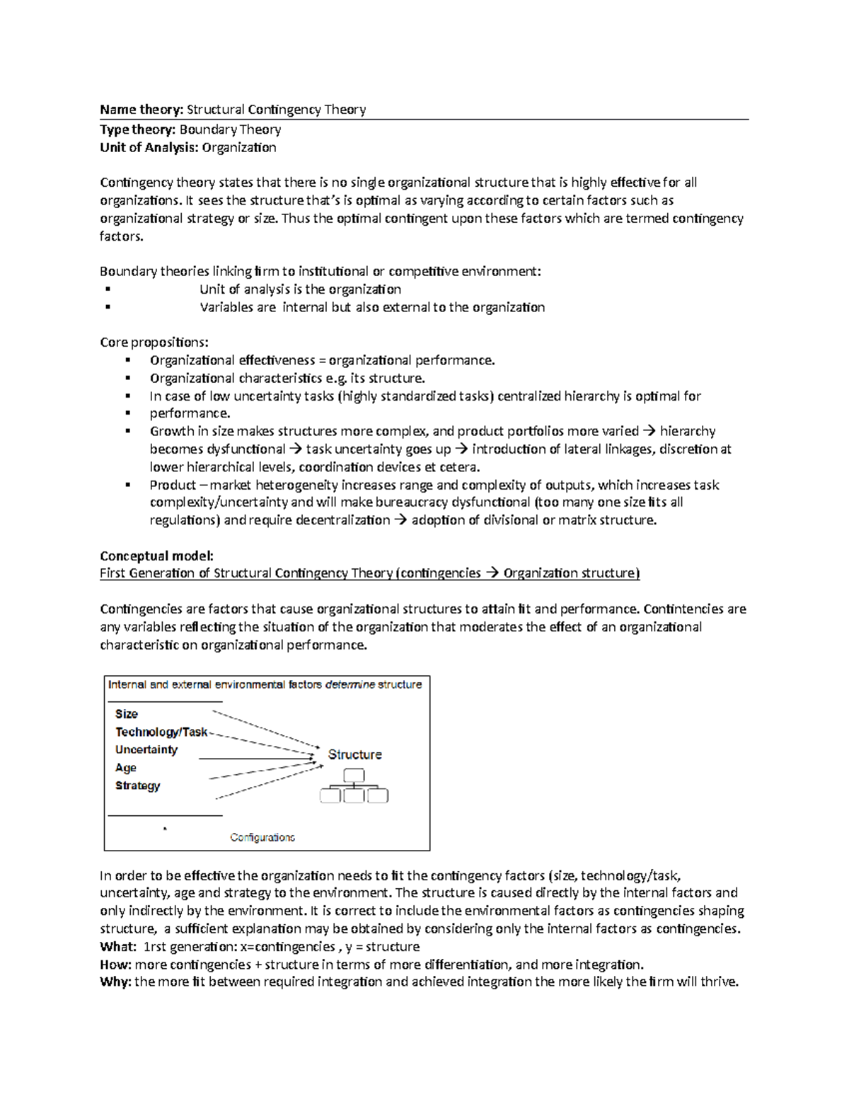 Omschrijving SCT - Samenvatting Organization Theory - Name theory ...