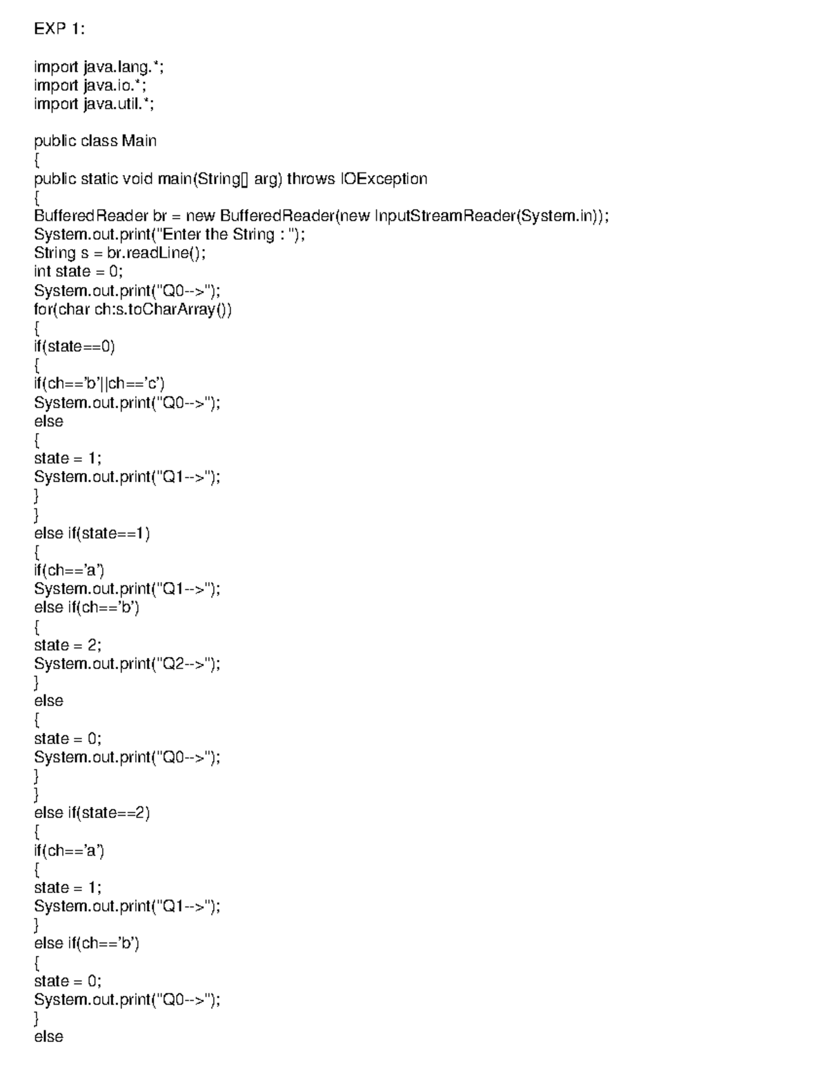 Cd - All compiler design programs - EXP 1: import java.; import java.; import java.*; public ...