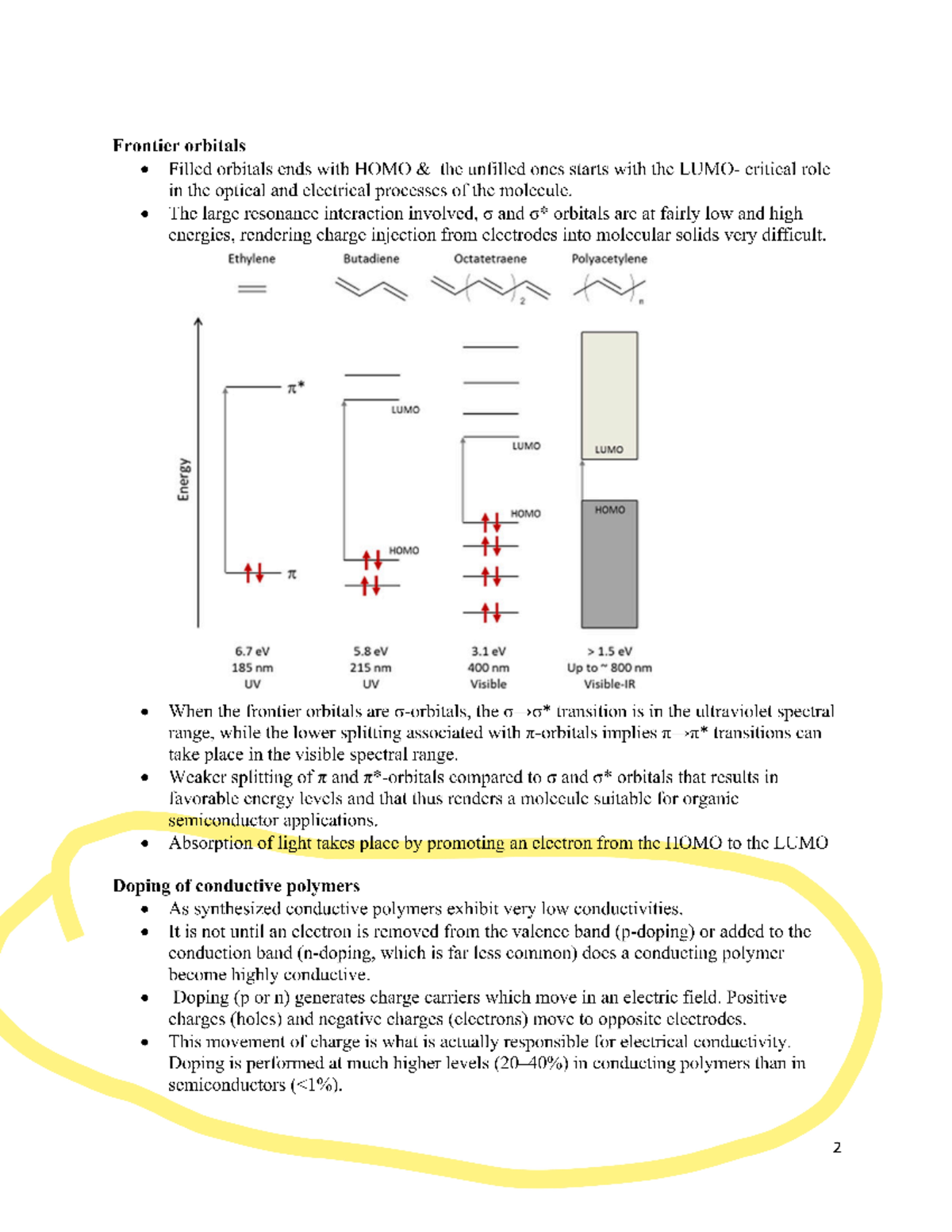 Doping of Conducting polymers - Chemistry - Studocu