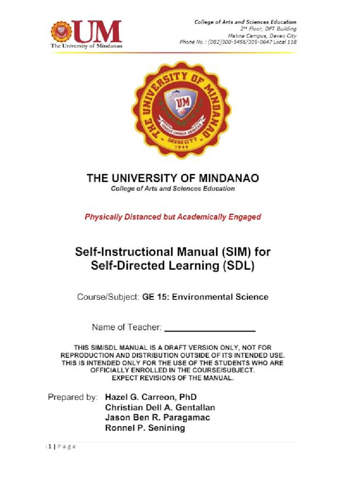 GE 15 SIM Final - Environmental Science - Studocu