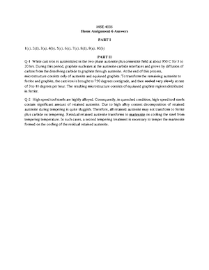 MSE 4006 Home Work 4 - Homework - NAME STUDENT NUMBER MSE 4006 Home ...