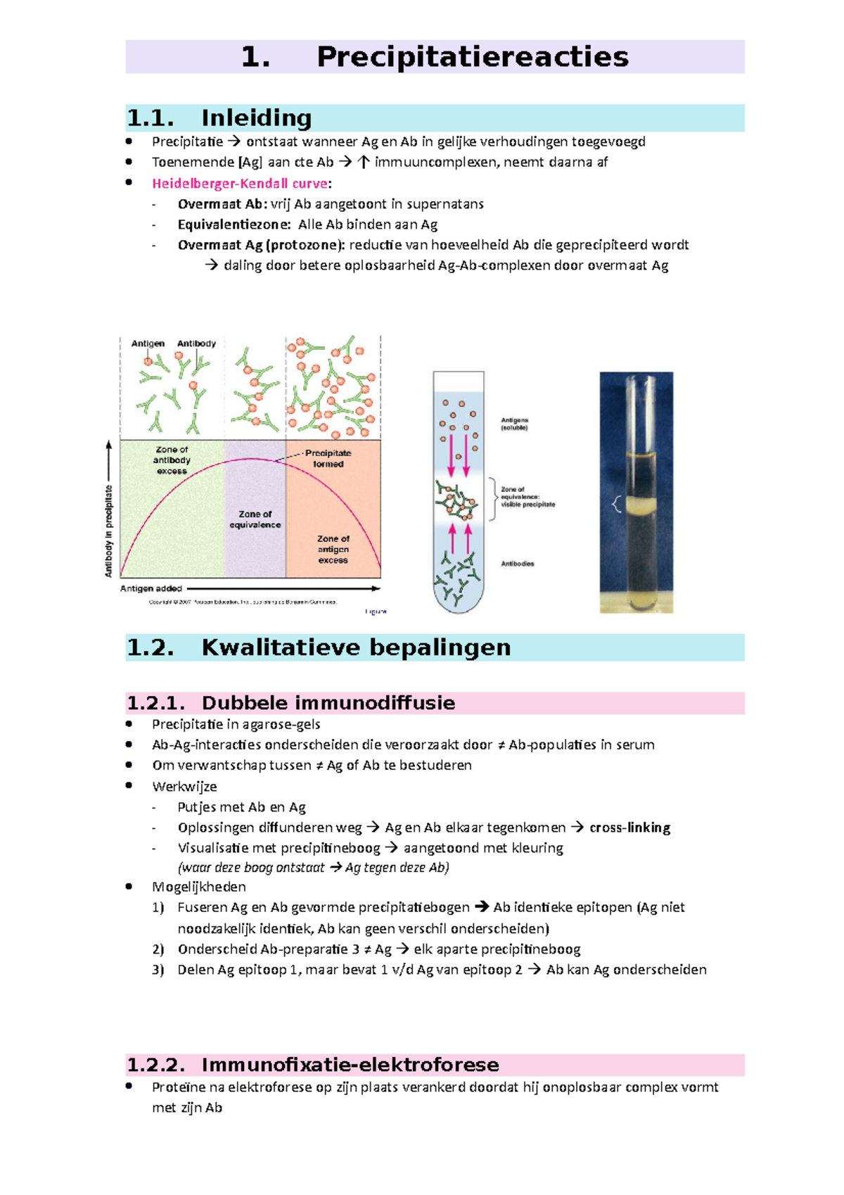 Samenvatting immuno - 1. Precipitatiereacties 1. Inleiding Precipitatie ...